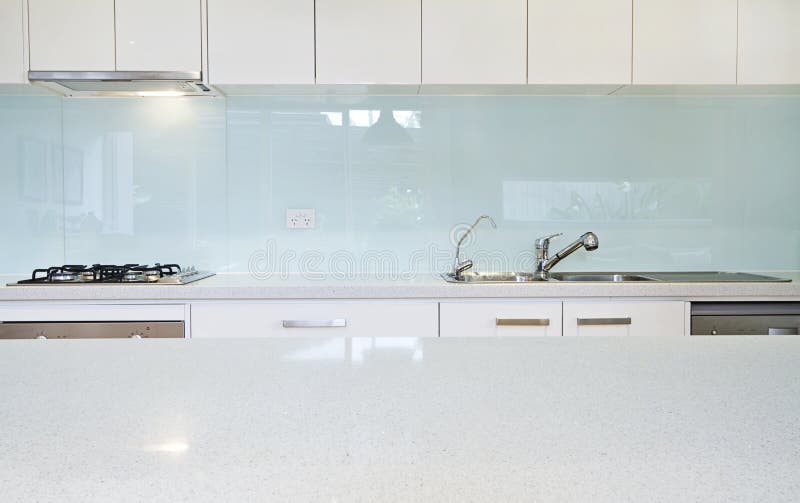 Close Up Kitchen Splashback Bench Stock Image - Image of domestic, aqua ...
