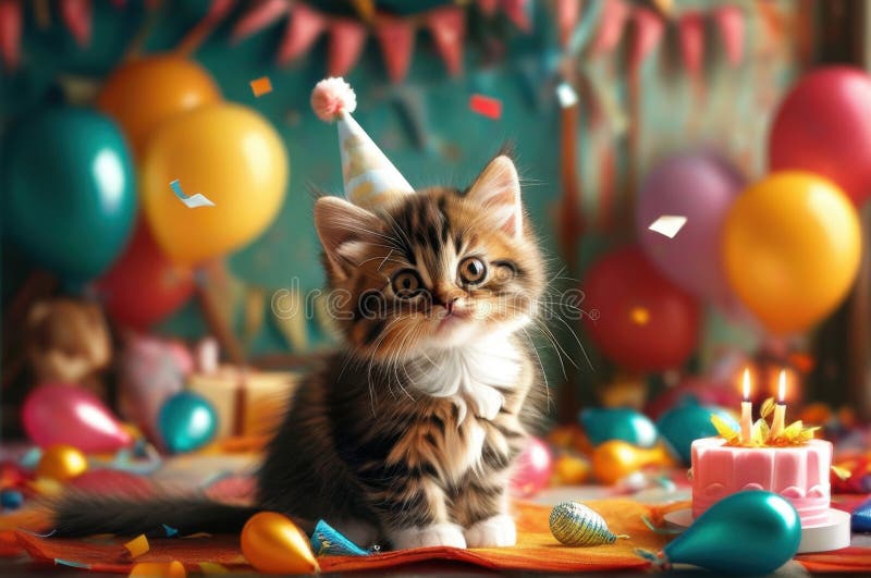 Close Up of a Kitten at a Happy Birthday Party at 22-12-2024 Stock ...