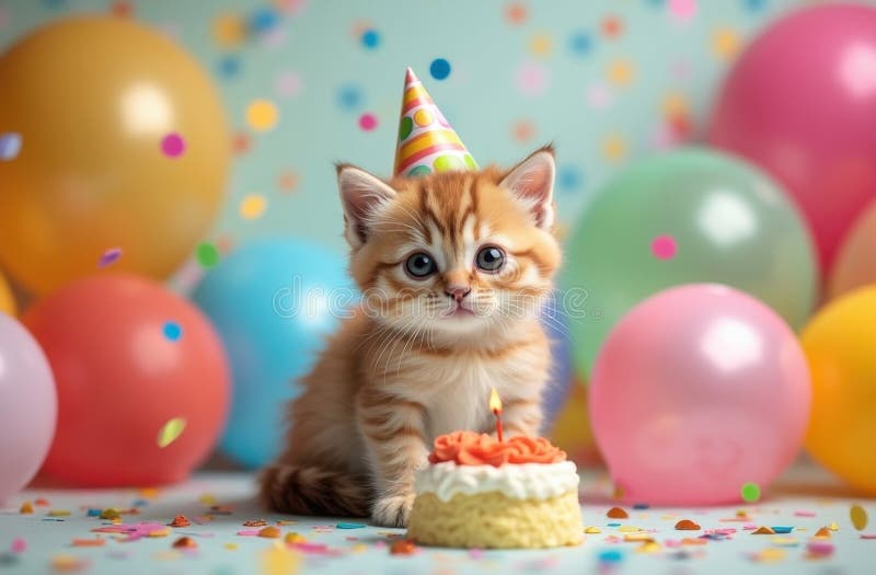 Close Up of a Kitten at a Happy Birthday Party at 22-12-2024 Stock ...