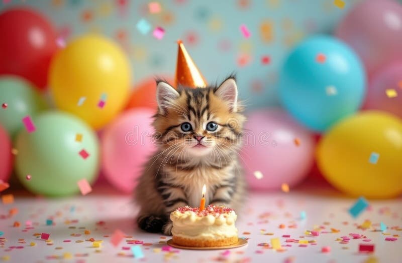 Close Up of a Kitten at a Happy Birthday Party at 22-12-2024 Stock ...