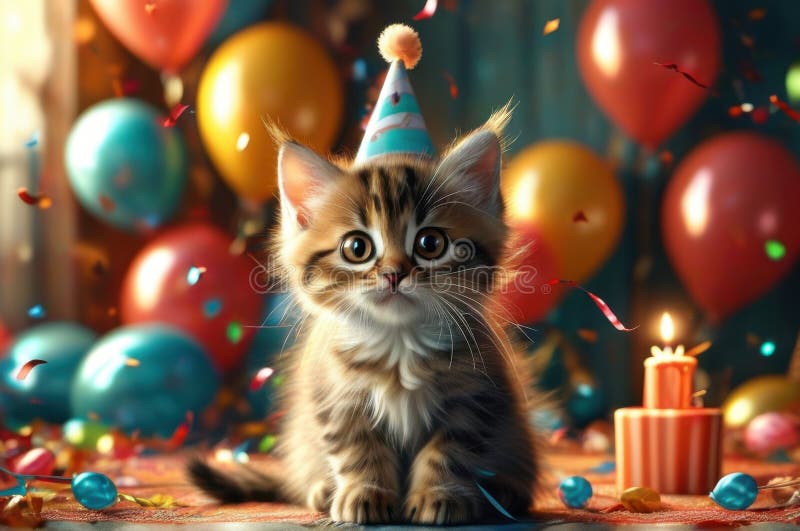 Close Up of a Kitten at a Happy Birthday Party at 22-12-2024 Stock ...