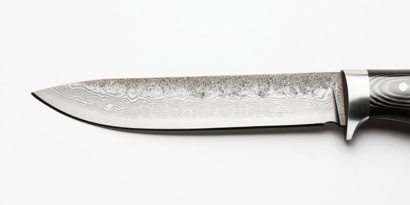 Close-up Knife on White Surface. Sharp Blade with Intricate Design ...