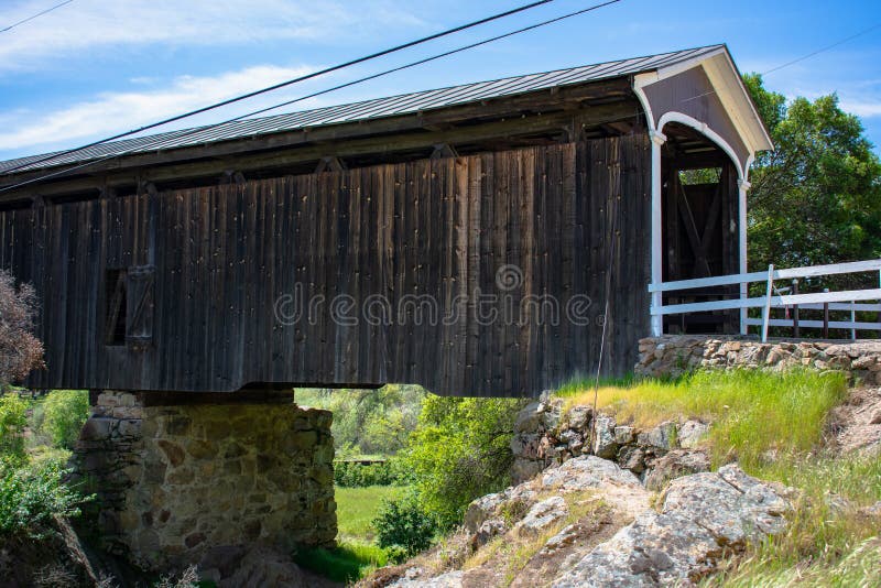 Close Up of a Knights Ferry Covered Bridge Stock Photo - Image of ...