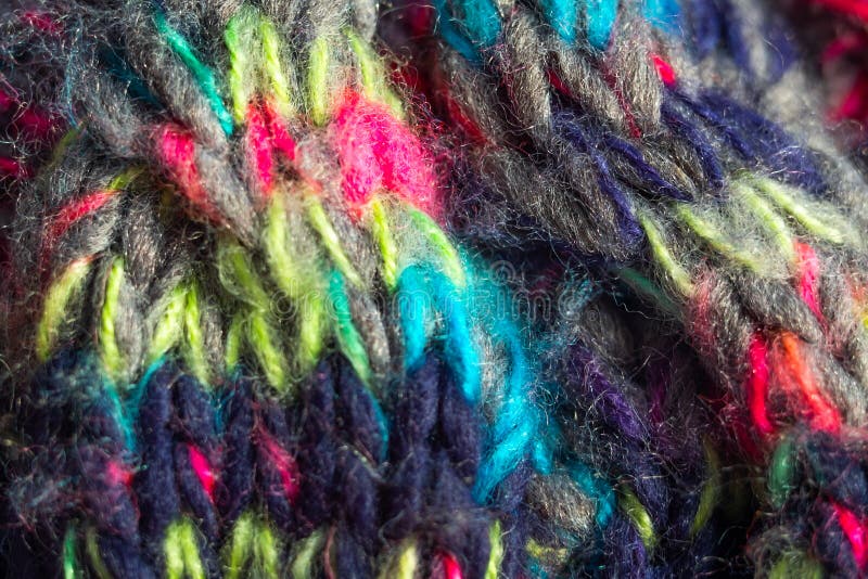 Close-up Knit Stitching Close-up, Handmade Woolen Fabric. Stock Photo ...