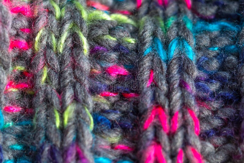 Close-up Knit Stitching Close-up, Handmade Woolen Fabric. Stock Image ...