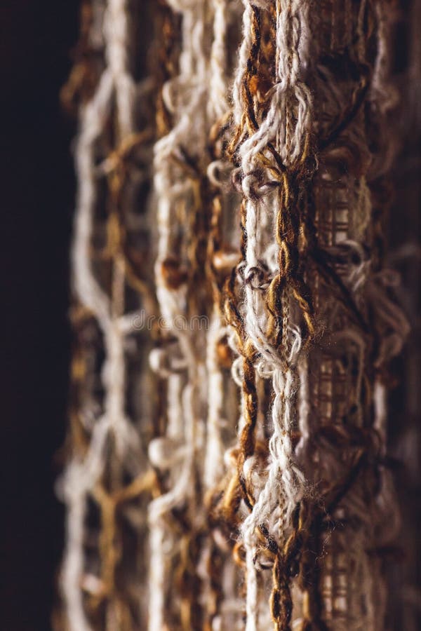 Close-up Knitted Curtain with Large Hinges Stock Image - Image of ...