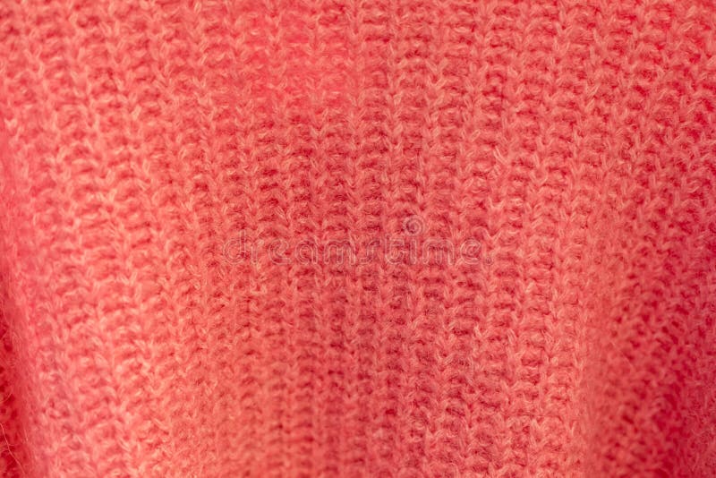 Close-up of the Knitted Texture of a Thick Red Sweater. Wool Threads ...