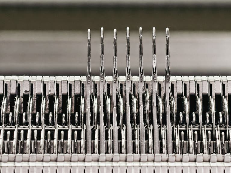 Close-up of a Knitting Machine Needle Array Stock Image - Image of ...