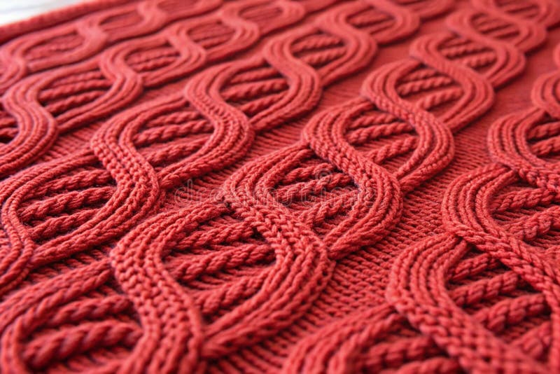 Close-up Knitting Pattern in Red - Generated by Ai Stock Illustration ...