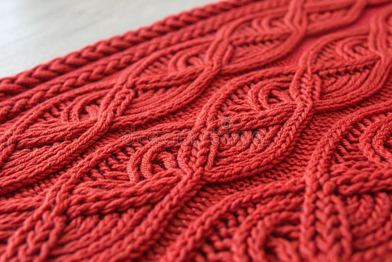 Close-up Knitting Pattern in Red - Generated by Ai Stock Illustration ...