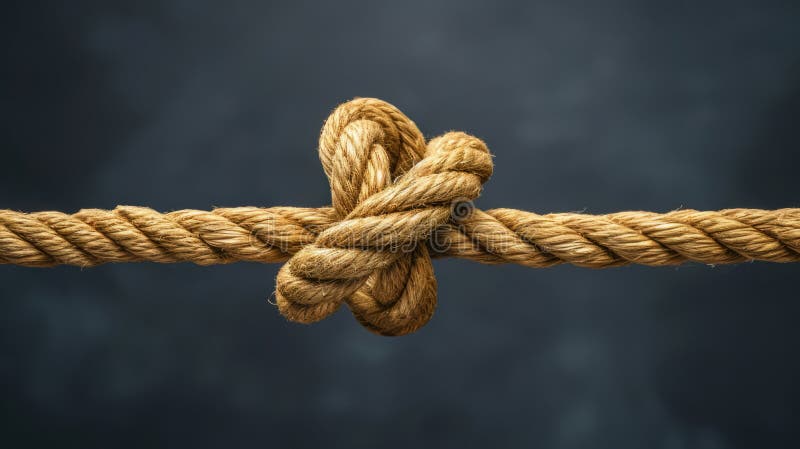 Close-Up of Knot Tied on Rope - Detailed Image of Securely Tied Knot on ...