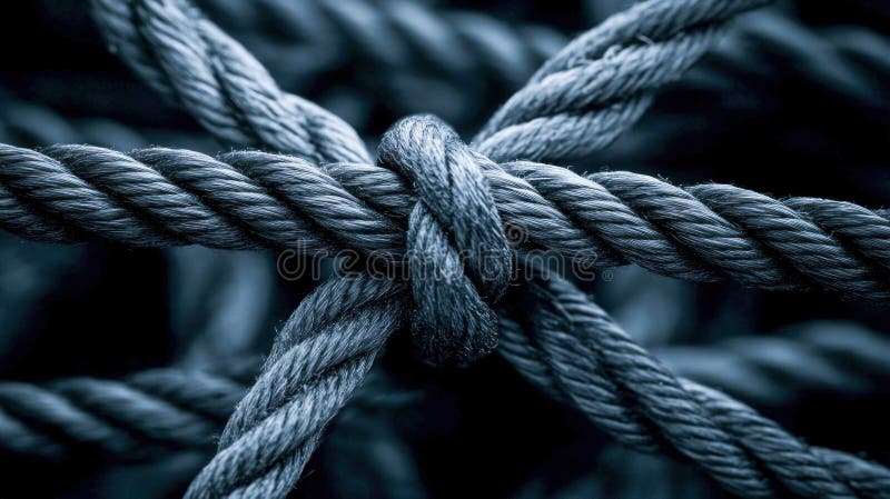 Close-up of Knotted Ropes Symbolizing Strength and Connection Stock ...