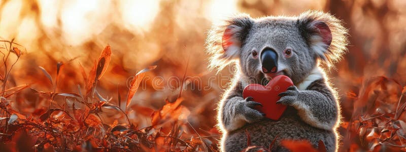 Close-up of a Koala with a Heart. Selective Focus Stock Photo - Image ...