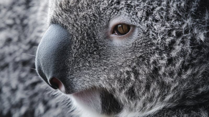 Close-up of a Koala S Face with One Eye Open Stock Illustration ...