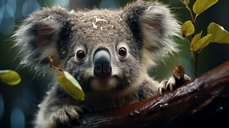 Close-up of a Koala Showcasing Its Fluffy Ears and Distinctive Nose the ...