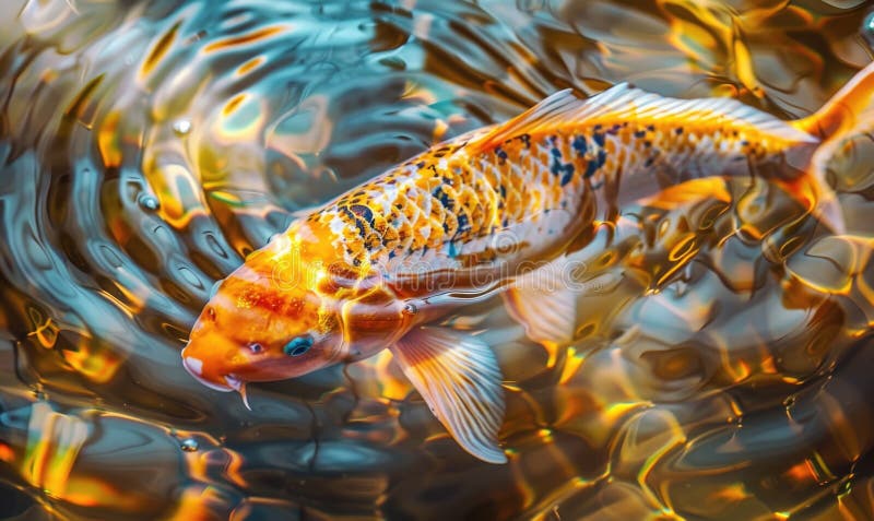 Close-up of a Koi Fish Gliding through the Clear Waters of a Pond Stock ...
