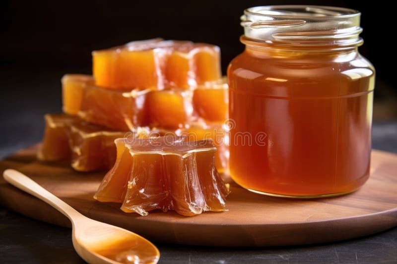 Close-up of Kombucha Scoby in Glass Jar with Tea Stock Illustration ...