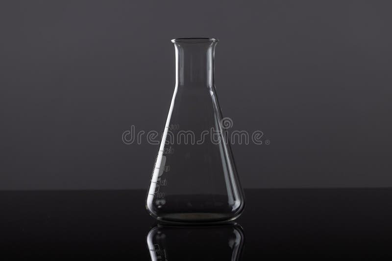 Close Up of Laboratory Beaker and Copy Space on Black Background Stock ...