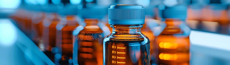 Amber Vials Lab Samples Scientific Research AI Technology Glass Bottles ...