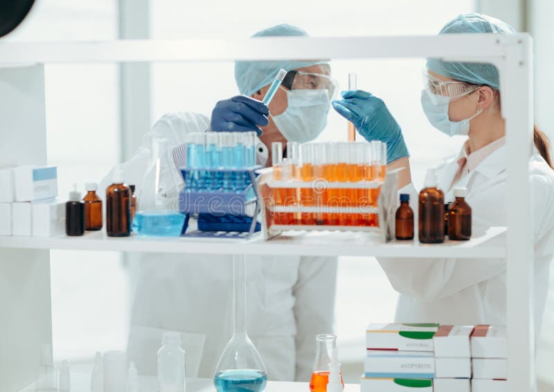 Close Up. Laboratory Scientists Testing Blood in the Laboratory Stock ...