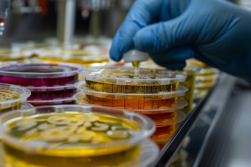 Laboratory Technician Working with Petri Dishes and Samples. Medical ...