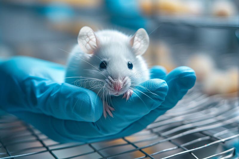 Close-up of a Laboratory White Mouse in Hand for Animal Testing Stock ...