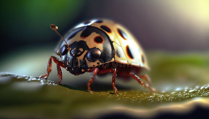 A Close Up of a Lady Bug on a Green Leaf. Stock Image - Image of ...