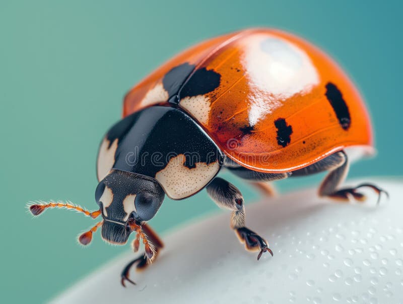 Close-up of a Ladybug on a Dewy Surface Stock Image - Image of insect ...
