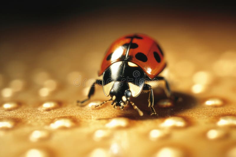 Ladybug on Golden Surface stock illustration. Illustration of macro ...