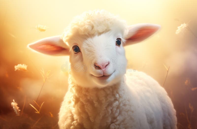 Cute Lamb in Sunlight with Soft Background Stock Image - Image of ...