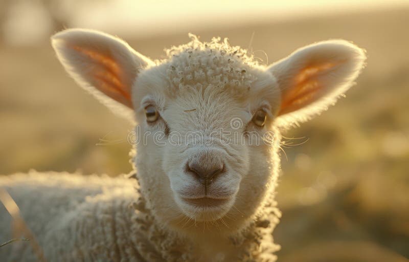 Close-up of a Lamb in Golden Hour Light Stock Illustration ...