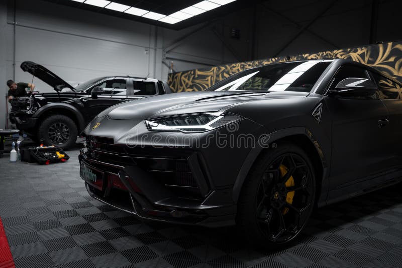 Close Up of Lamborghini Urus Performante in Automotive Workshop ...