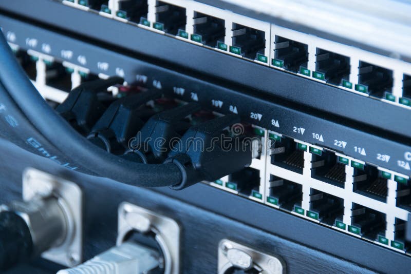 Close Up LAN Cable Plug in Port Stock Photo - Image of multiple ...