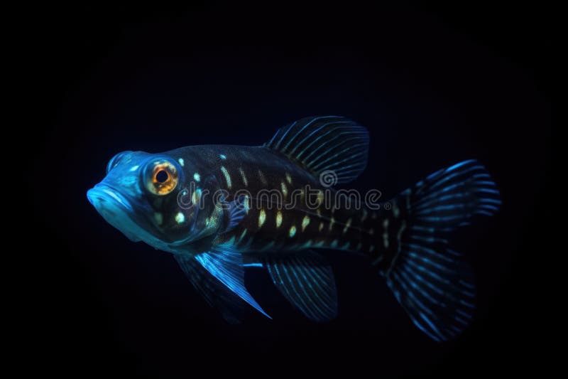 Close-up of a Lanternfish Glowing in the Dark Stock Illustration ...