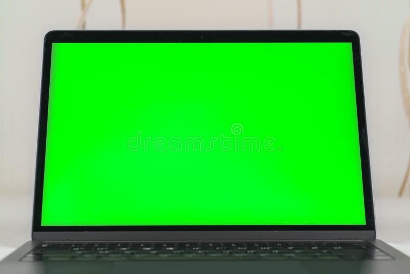 Close Up of a Laptop Computer with Chroma Key Monitor Stock Photo ...