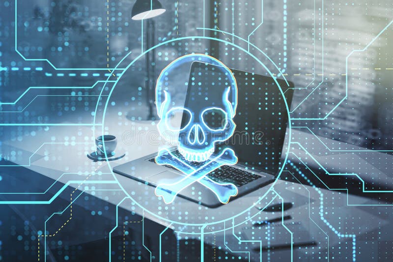 Skull on Circuit Board. Abstract Technology Background Stock ...