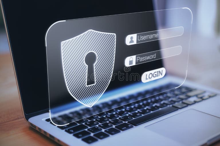 Close Up of Laptop Computer with Glowing Username and Password ...