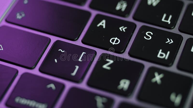 Close Up of Laptop or Computer Keyboard. Action. Concept of Modern ...