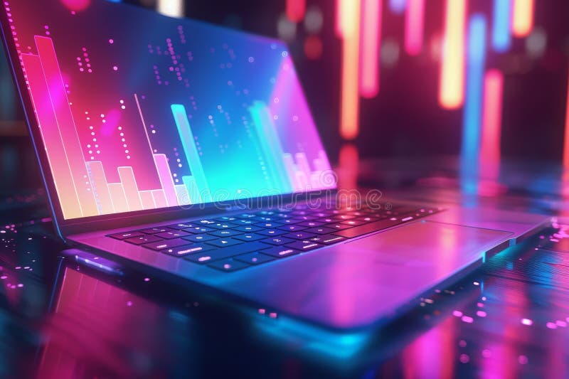 Close Up Laptop Computer with RGB Light for Gaming Stock Photo - Image ...