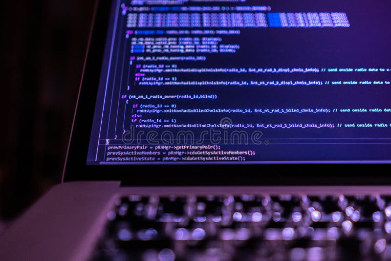 Close Up Laptop Computer Screen With A Programming Code Creating Stock