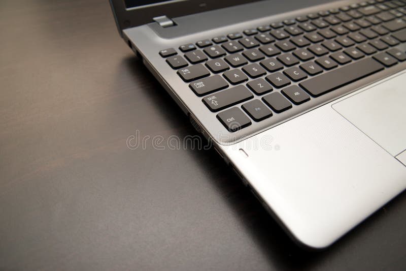 Closeup Open Laptop Computer with Black Screen Stock Image - Image of ...