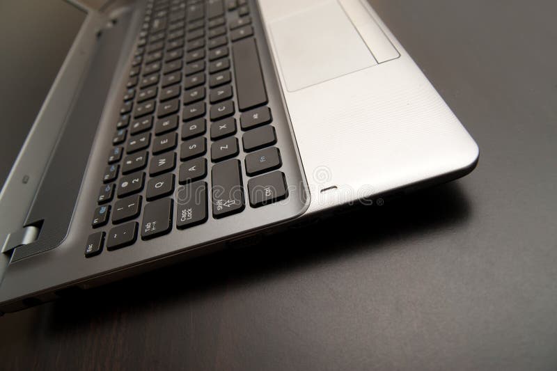Closeup Open Laptop Computer with Black Screen Stock Image - Image of ...