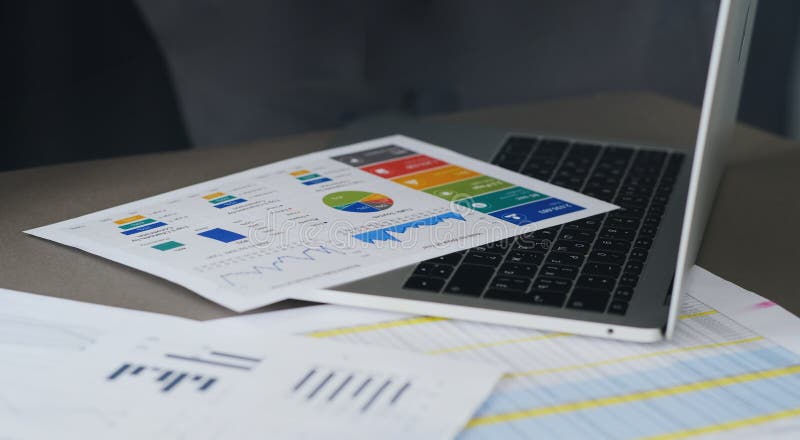 Close-up of Laptop with Graphs, Charts and Diagrams Stock Photo - Image ...
