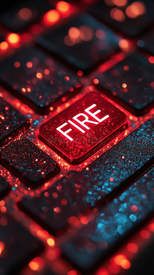 Close-up of a Laptop Keyboard Featuring a Striking Red Button Labeled ...