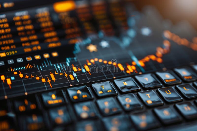Financial Market Data Displayed on Laptop Keyboard Stock Image - Image ...