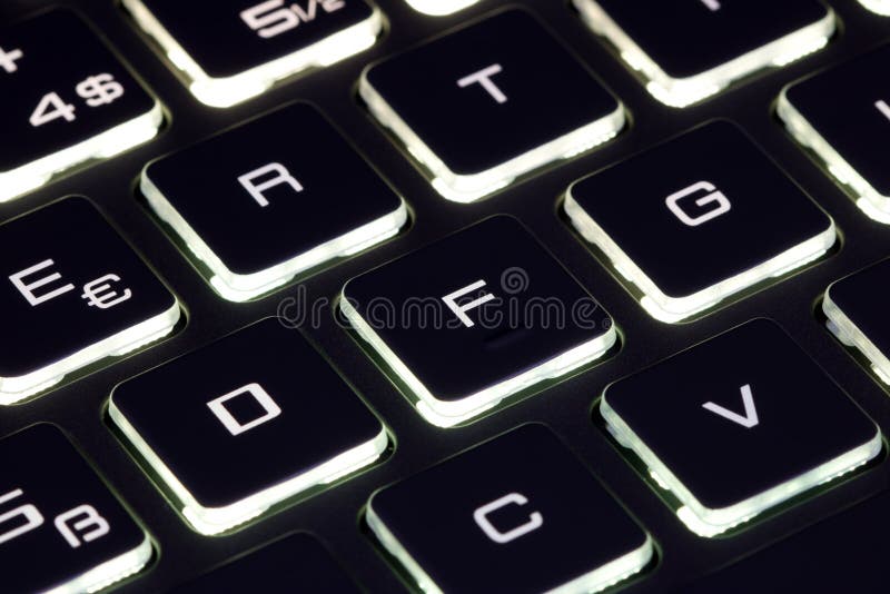 Close-up of Laptop Keyboard Illumination, Backlit Keyboard Stock Image ...