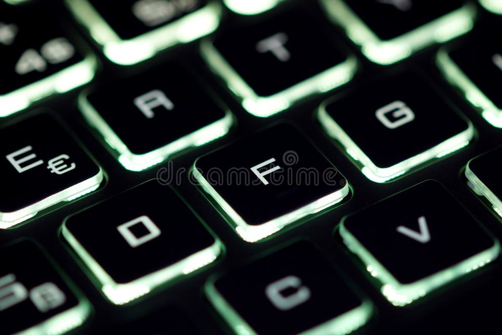 Close-up of Laptop Keyboard Illumination, Backlit Keyboard Stock Image ...