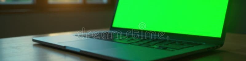 Close Up Laptop Showing Green Screen, Ready for Editing , Digital, Tech ...