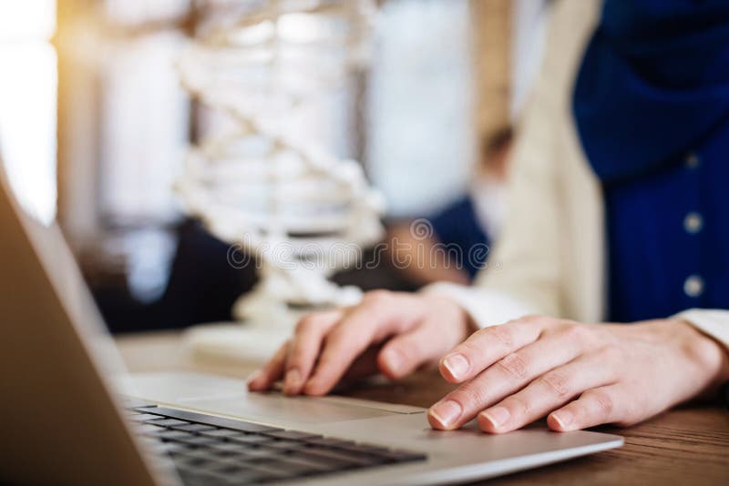 Close Up of Laptop Used by Young Female Scientist Stock Image - Image ...