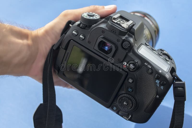 Close Up of Large Black DSLR Camera Stock Image - Image of equipment ...
